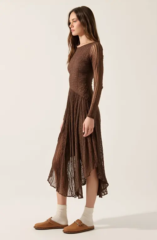 MODENAIRE Mixed-lace Paneled Boat-neck Midi Dress