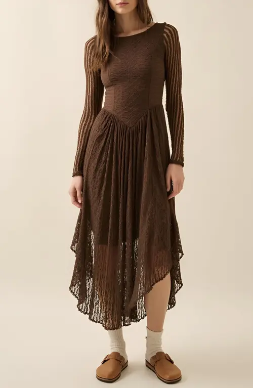 MODENAIRE Mixed-lace Paneled Boat-neck Midi Dress