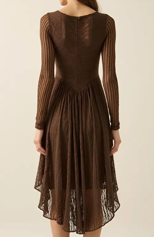MODENAIRE Mixed-lace Paneled Boat-neck Midi Dress