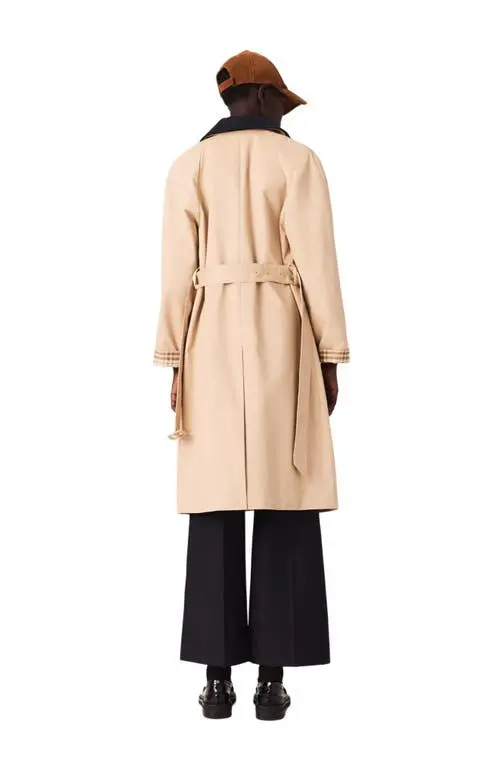 Maje Contrast Sleeve And Collar Trench - Beige