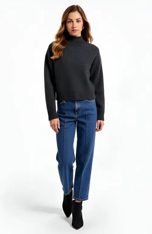 MODENAIRE Mock Neck Raglan Sleeve Sweater