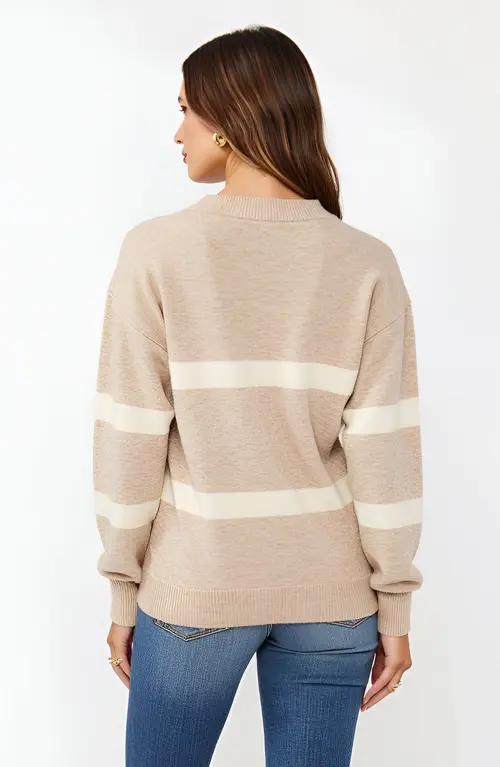 MODENAIRE Striped V-neck Sweater