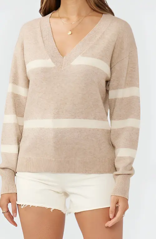 MODENAIRE Striped V-neck Sweater