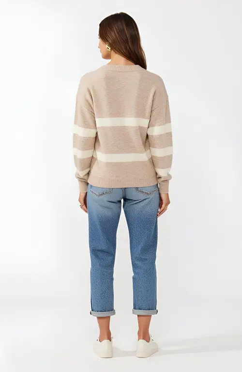 MODENAIRE Striped V-neck Sweater