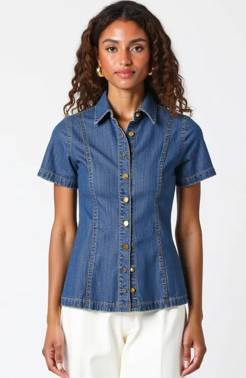 MODENAIRE Fitted Denim Shirt