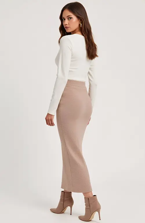 MODENAIRE Knit Midi Skirt - Beige