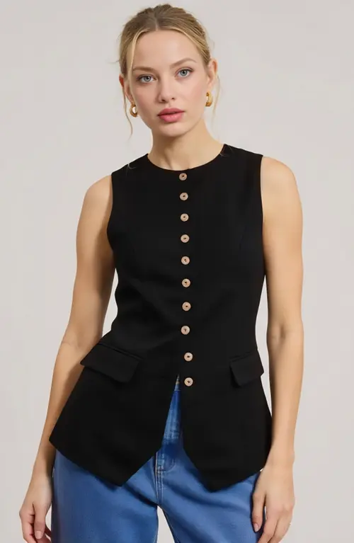 MODENAIRE Longline Sleeveless Vest