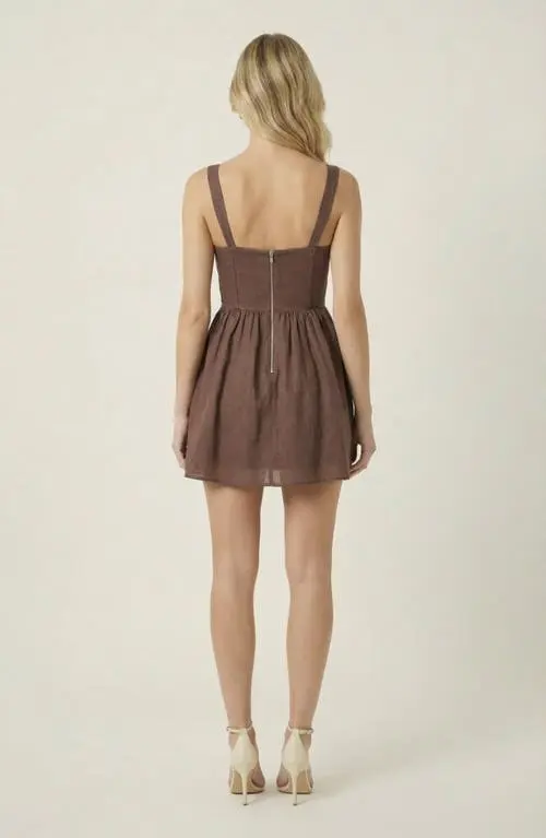 MODENAIRE Sweetheart Corset Bodice Flared Mini Dress