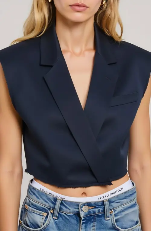 MODENAIRE Sleeveless Cropped Blazer Vest