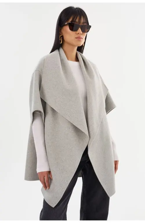 LAMARQUE Penelope Double Face Wool Coat - Light Grey