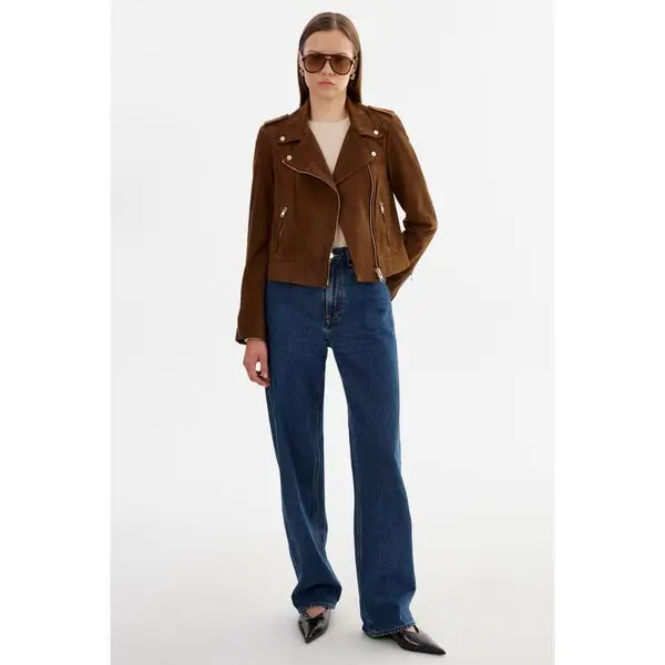 LAMARQUE Donna S | Suede Biker Jacket - Brown