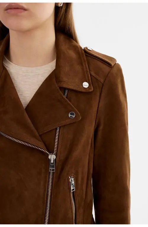LAMARQUE Donna Suede Biker Jacket - Brown