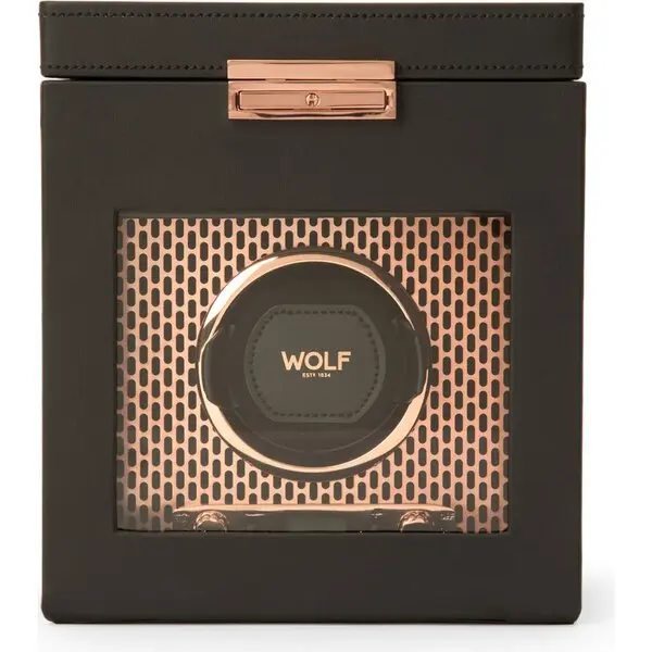 Wolf Axis Single Watch Winder With Storage - Copper