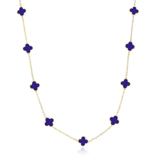 THE LOVERY FINE JEWELRY Mini Clover Necklace - Lapis