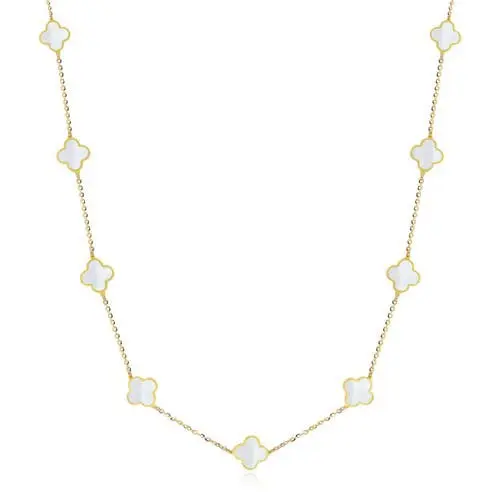 THE LOVERY FINE JEWELRY Clover Chain Necklace - Mother Of Pearl