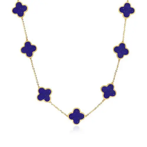 THE LOVERY FINE JEWELRY Large Clover Lazuli Necklace - Lapis