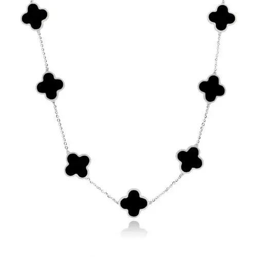 THE LOVERY FINE JEWELRY Clover Chain Necklace - Onyx/white Gold