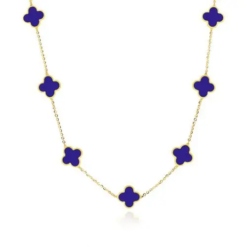THE LOVERY FINE JEWELRY Small Clover Lazuli Necklace - Lapis