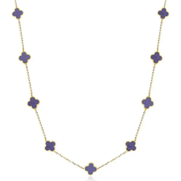 THE LOVERY Mini Clover Necklace - Amethyst