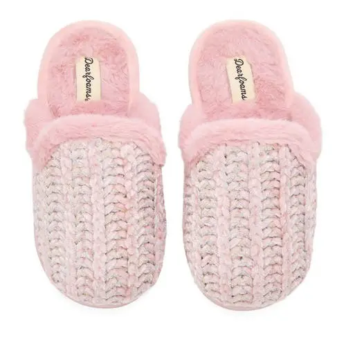 DEARFOAMS Paris Chenille Scuff Slipper - Pale Mauve