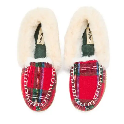 DEARFOAMS Ryland Cabin Moccasin Slipper - Red Plaid
