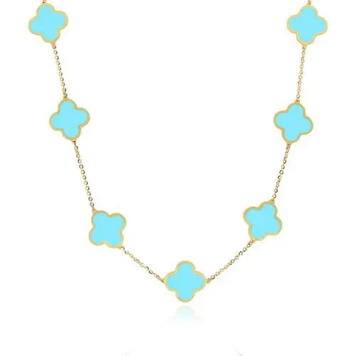 THE LOVERY FINE JEWELRY Large Clover Necklace - Turquoise