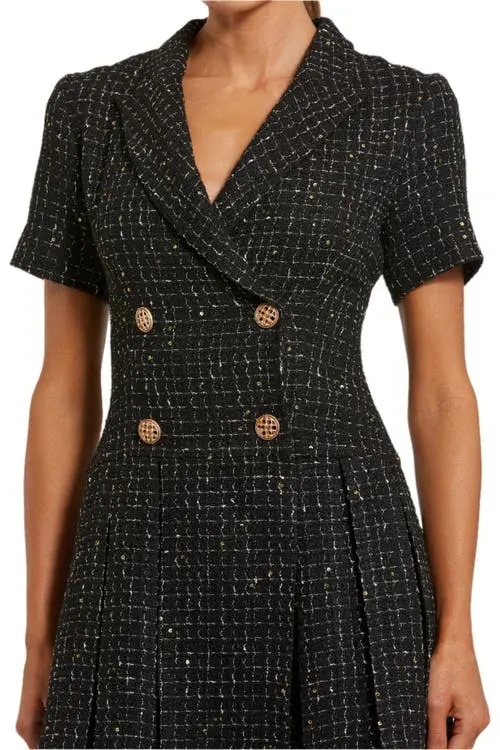 Mac Duggal Short Sleeve Tweed Blazer Mini Dress