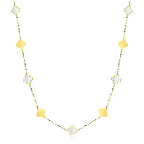 THE LOVERY FINE JEWELRY Mini Clover Chain Necklace - Mother Of Pearl And Gold