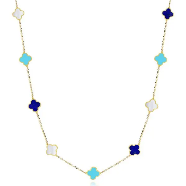 THE LOVERY FINE JEWELRY Mini Clover Necklace - Blue Mixed