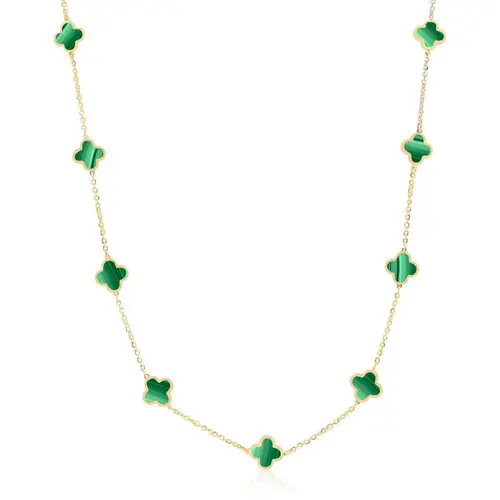 THE LOVERY Mini Clover Necklace - Malachite