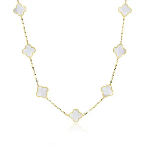 THE LOVERY FINE JEWELRY Small Clover Necklace - Mother Of Pearl