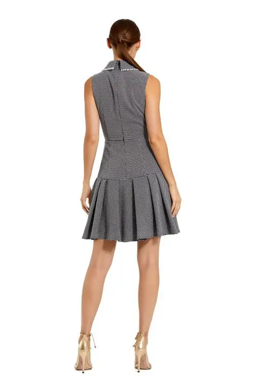 Mac Duggal Sleeveless Bouclé Mini Dress With Peter Pan Collar