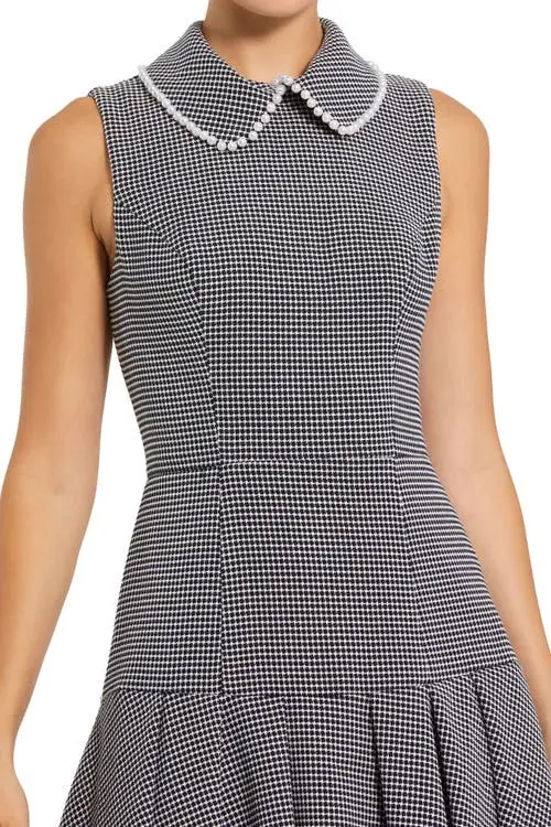 Mac Duggal Sleeveless Bouclé Mini Dress With Peter Pan Collar