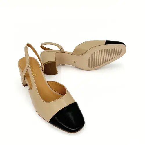 AMIE RAFA Paris Slingback Heels - Tan