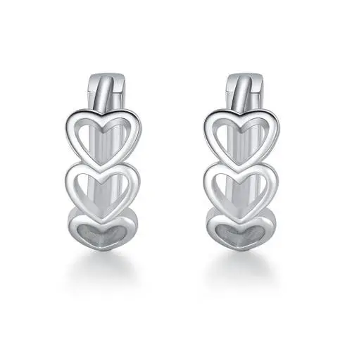 DONATELLO GIAN Heart Huggie Earrings - Silver