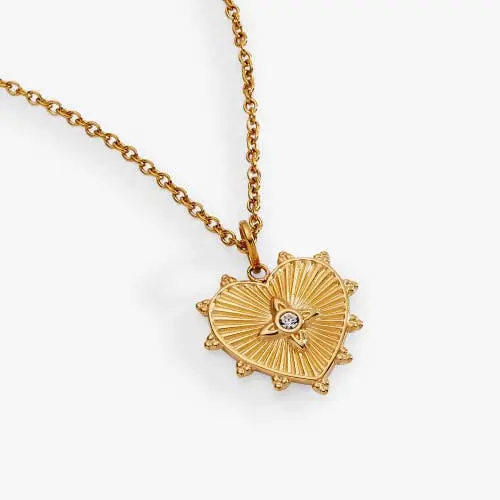 ALEX AND ANI Heart Starburst Pendant Necklace - Gold