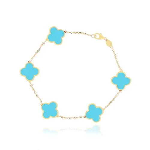 THE LOVERY FINE JEWELRY Large Clover Bracelet - Turquoise