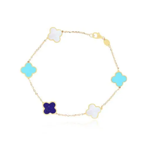 THE LOVERY FINE JEWELRY Clover Charm Bracelet - Blue Mixed