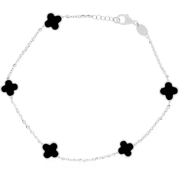 THE LOVERY FINE JEWELRY Mini Clover Bracelet - White Gold