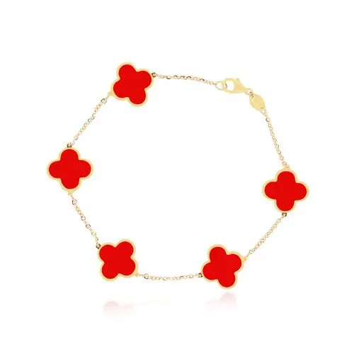 THE LOVERY FINE JEWELRY Large Clover Bracelet - Coral