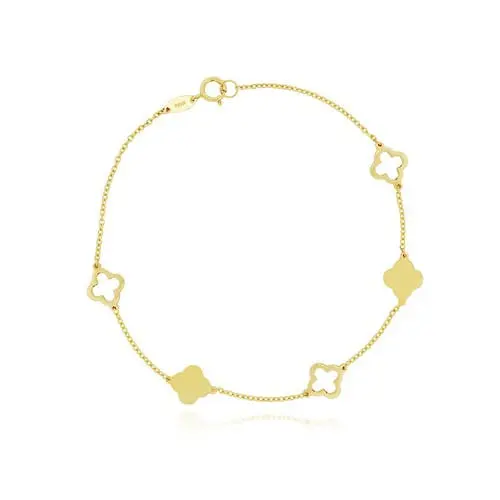 THE LOVERY FINE JEWELRY Mini Alternating Clover Bracelet - Gold