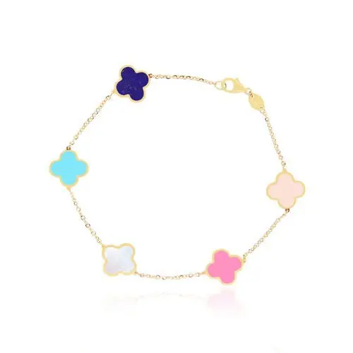 THE LOVERY FINE JEWELRY Small Clover Bracelet - Pastel Mixed