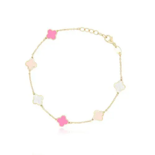THE LOVERY FINE JEWELRY Mini Clover Bracelet - Pink Mixed