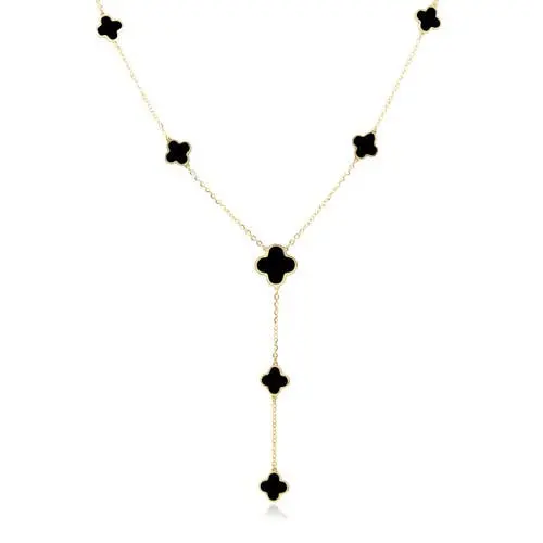 THE LOVERY FINE JEWELRY Clover Station Lariat Necklace - Yellow Gold