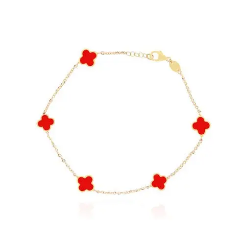 THE LOVERY FINE JEWELRY Mini Clover Bracelet - Coral