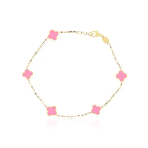 THE LOVERY FINE JEWELRY Mini Clover Bracelet - Bubblegum Pink