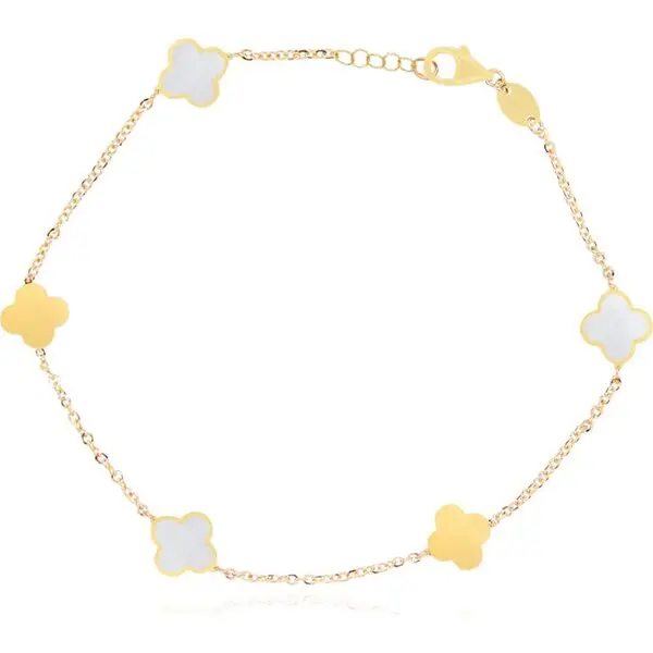 THE LOVERY FINE JEWELRY Clover Bracelet - Mother Of Pearl And Gold