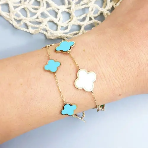 THE LOVERY FINE JEWELRY Clover Link Bracelet - Blue Mixed