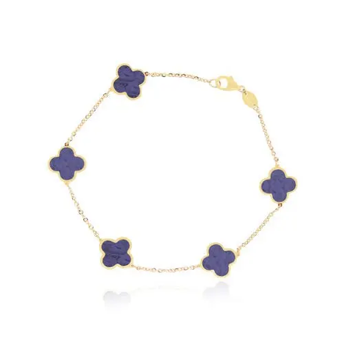 THE LOVERY Clover Chain Bracelet - Amethyst