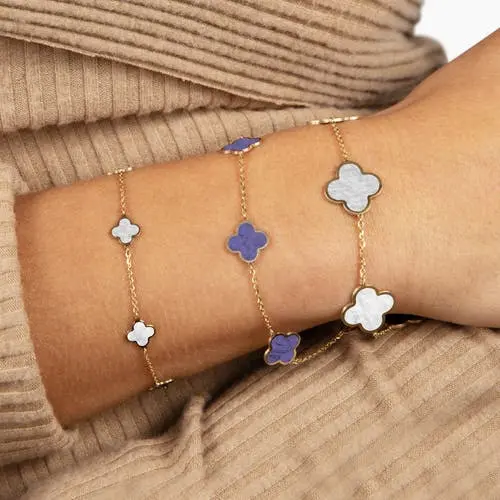 THE LOVERY Clover Chain Bracelet - Amethyst